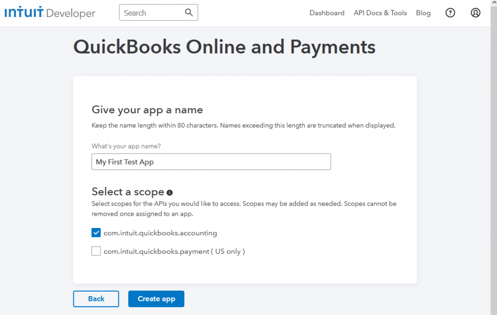 How to Create QuickBooks in Developer Dashboard – Chilkat Tech Notes