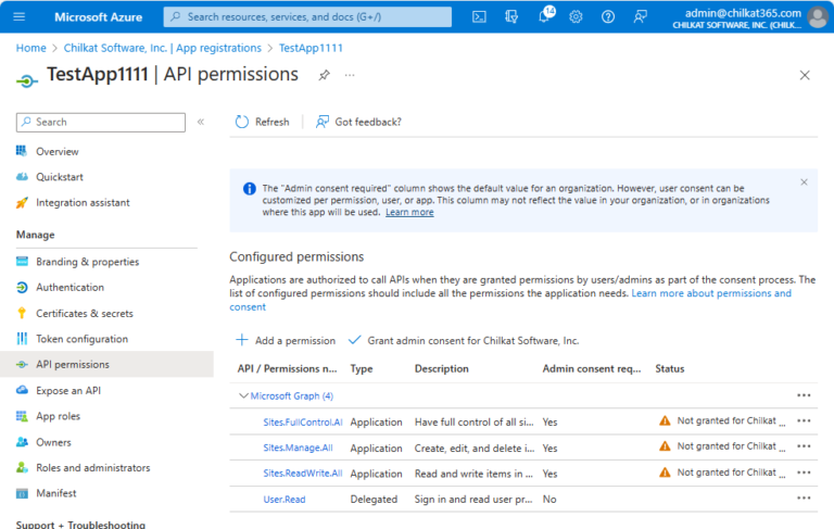 OAuth2 Client Credentials – Azure App Registration – Chilkat Tech Notes